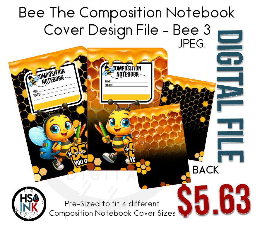 HS INK Digital Bee Theme Composition Notebook Covers Design File – HS ...