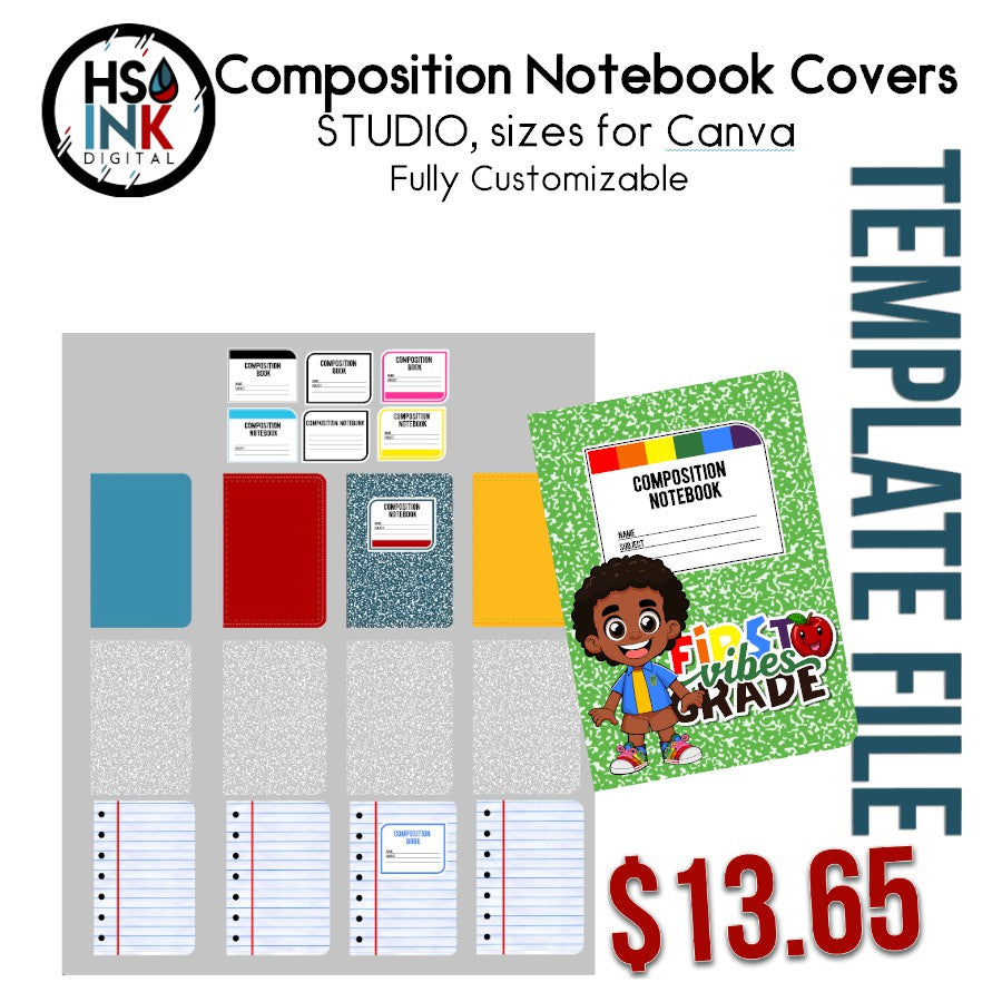 HS INK Digital Composition Notebook Cover Templates & Mock-ups – HS INK 365